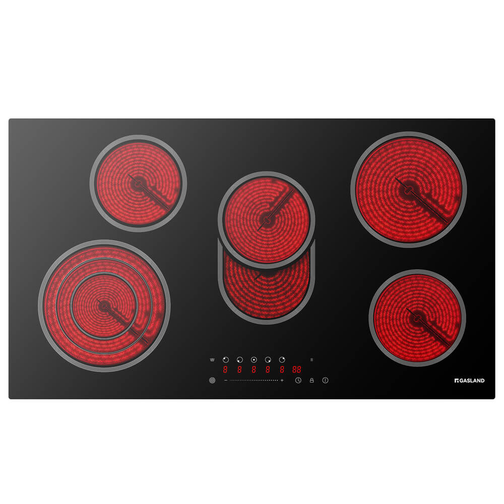 GASLAND 5 Burner Ceramic Cooktop 90cm Triple Ring 8500W Built-in Sensor ...