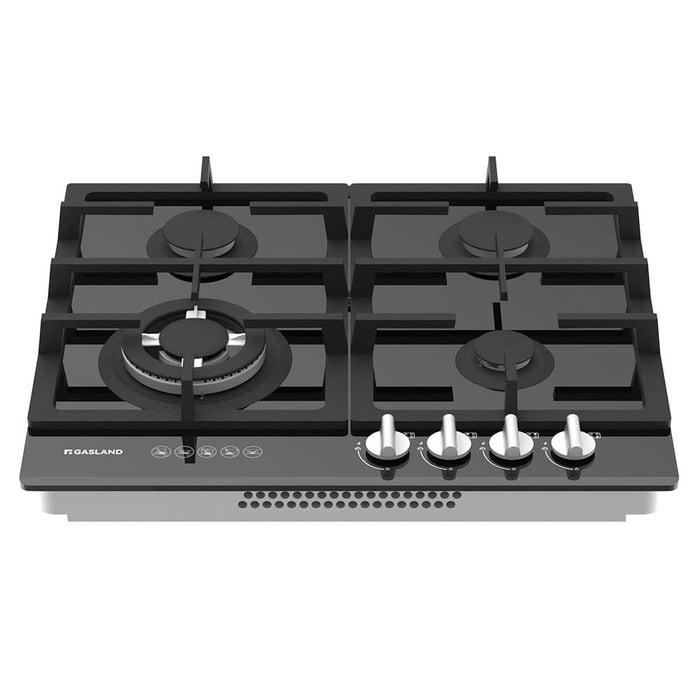 GASLAND 60cm 4 Burner Black Tempered Glass Gas Cooktop – Built-In LPG/NG AU