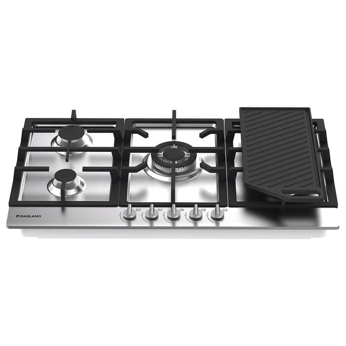 GASLAND Chef 5 Burner Gas Cooktop with Griddle 90cm Stainless Steel Gas ...
